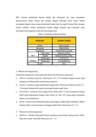 Rangkuman mineral dan batuan | DOCX