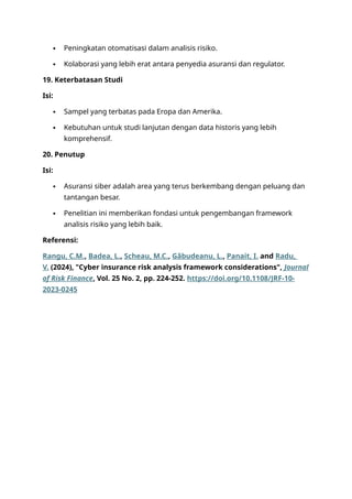 Rangkuman Penelitian Cyber Insurance Risk Analysis Framework Considerations.docx