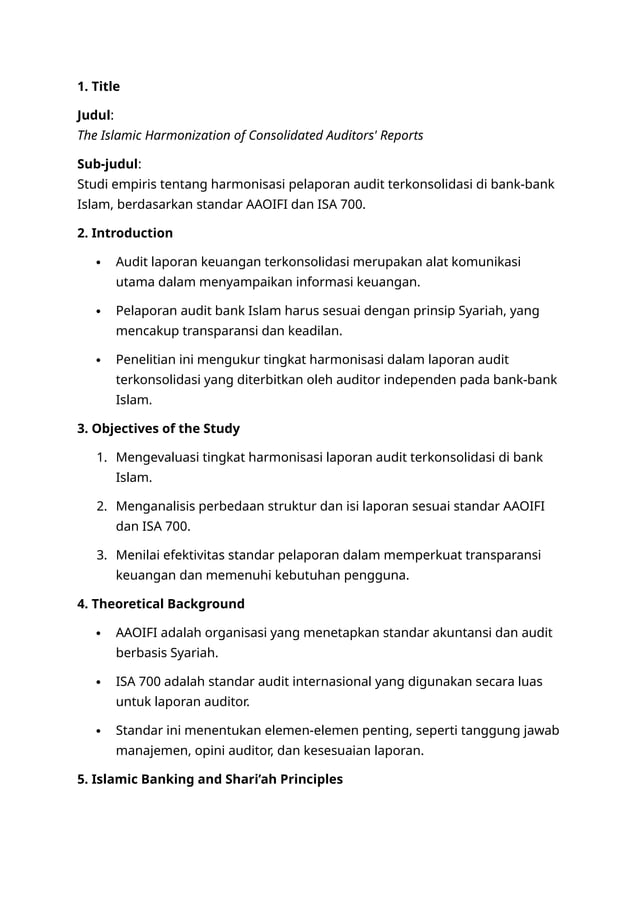 Rangkuman Penelitian The Islamic Harmonization of Consolidated Auditors' Reports.docx