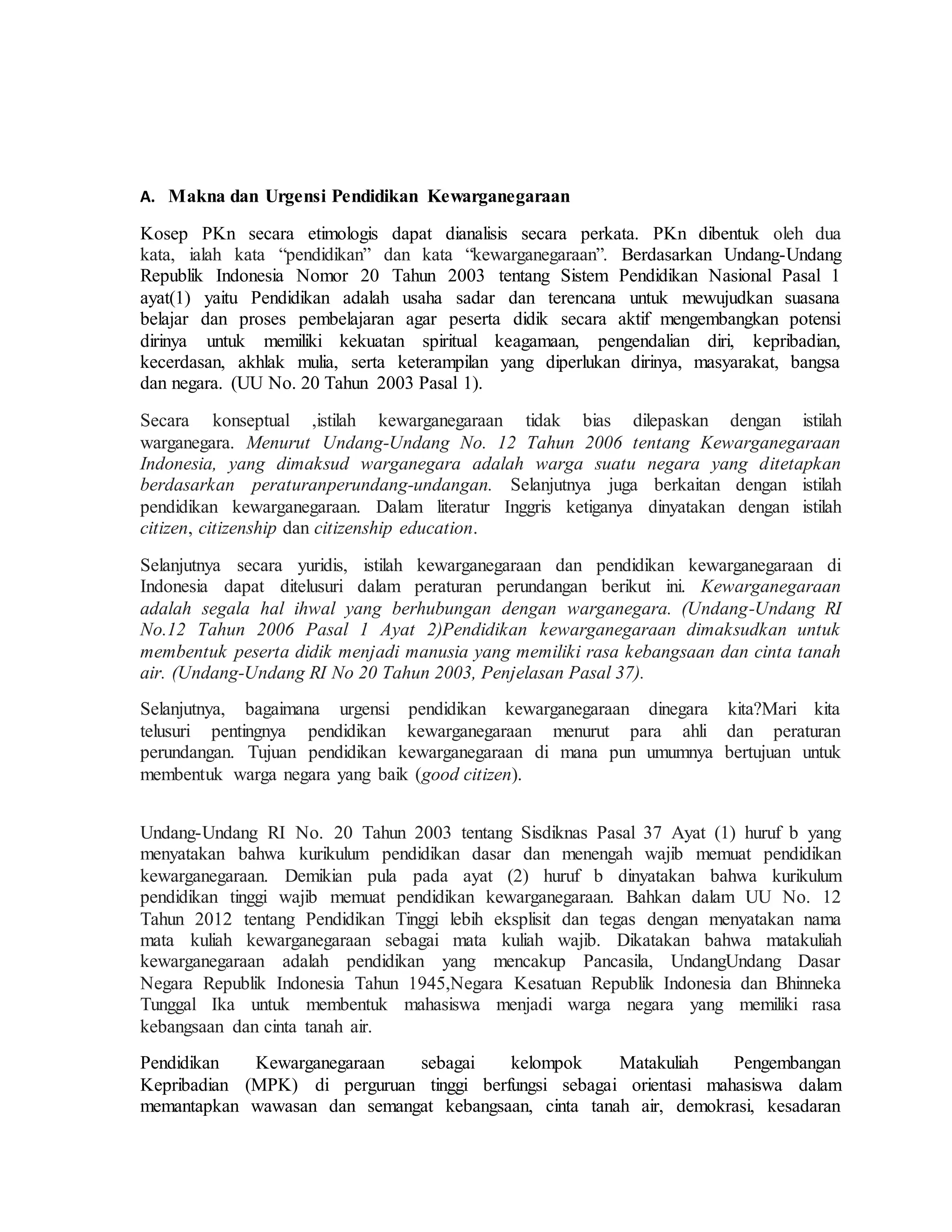 Rangkuman pengantar pkn | PDF