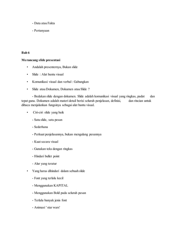 Rangkuman presentasi memukau | DOCX