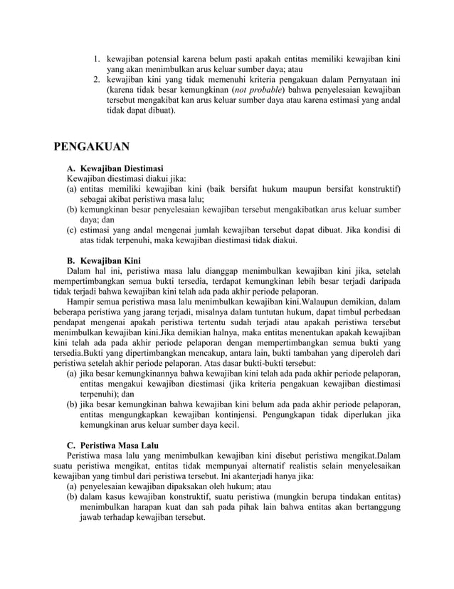 review PSAK 57 Kewajiban Diestimasi, Kewajiban Kontijensi, dan Aktiva ...