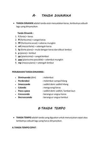 TANDA TEMPO, DINAMIKA, EKSPRESI (SENMUS)!! | DOCX