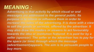 Advertising – Meaning and Role of Advertisement in Selling of Product ...
