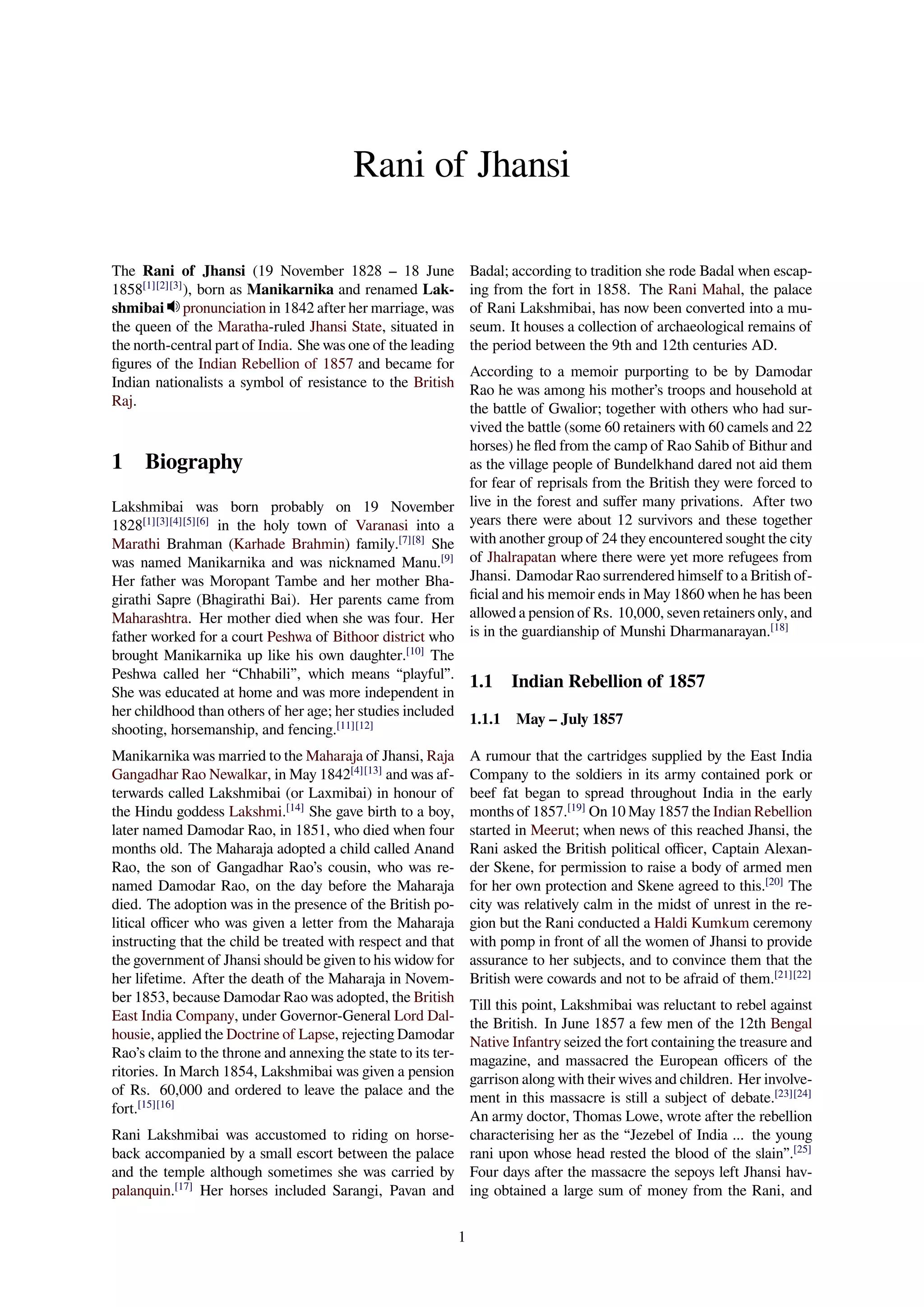 Rani of jhansi | PDF