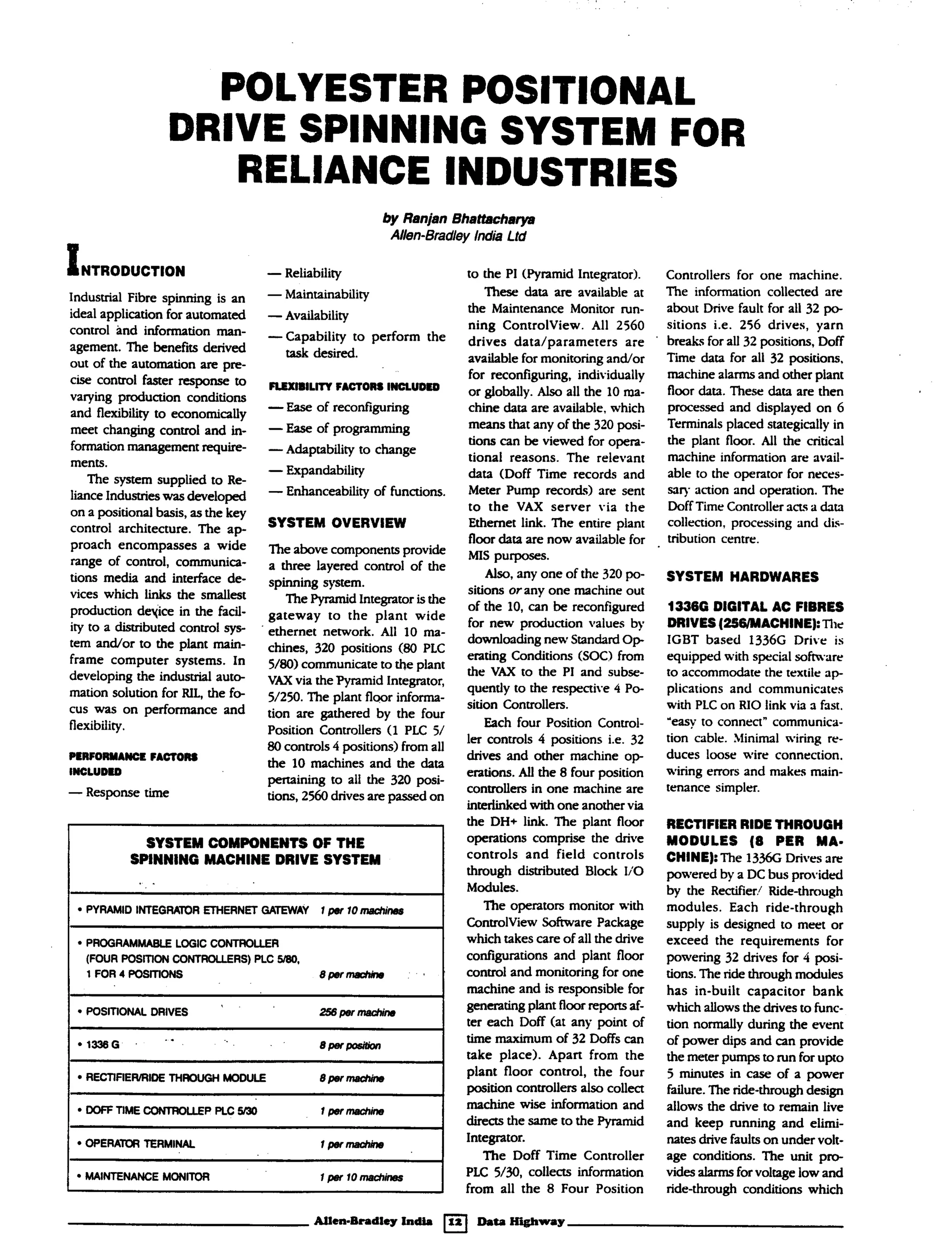 Automation of Positional Spinning Machines for POY | PDF