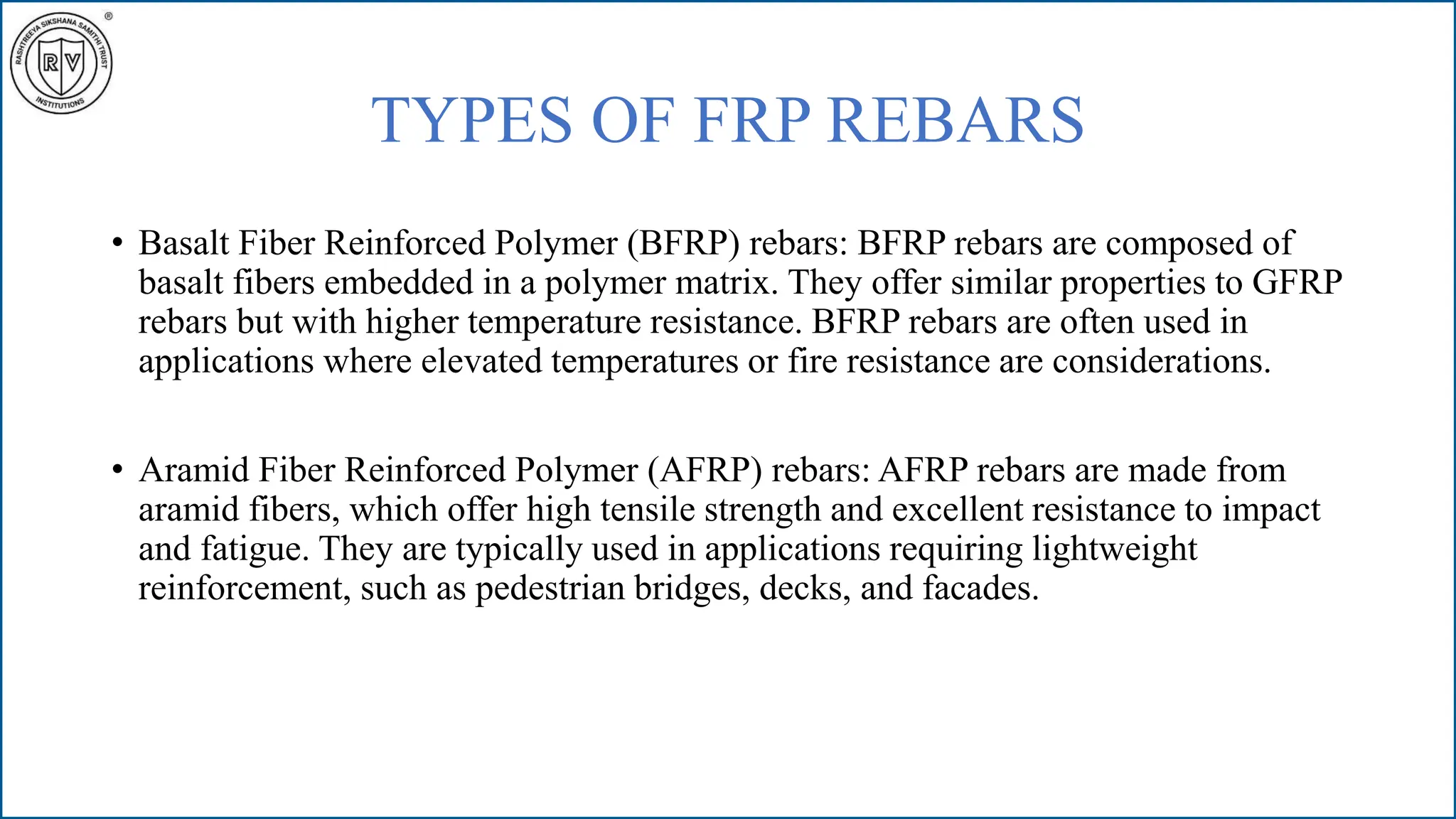 ppt presentation on use of FRP rebars in beams | PPTX