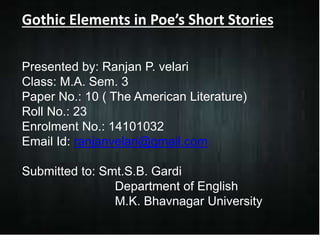 GOTHIC ELEMENTS IN POE’S SHORT STORIES | PPTX