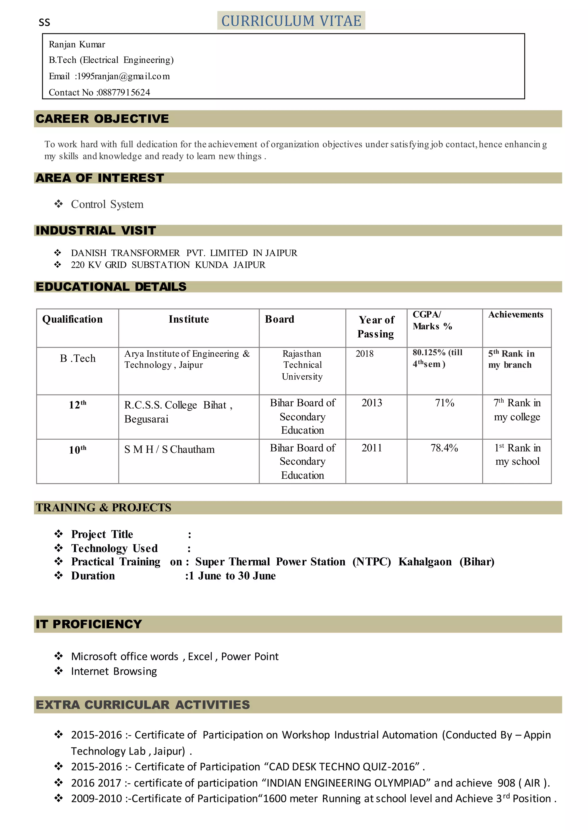 Ranjan resume | DOCX