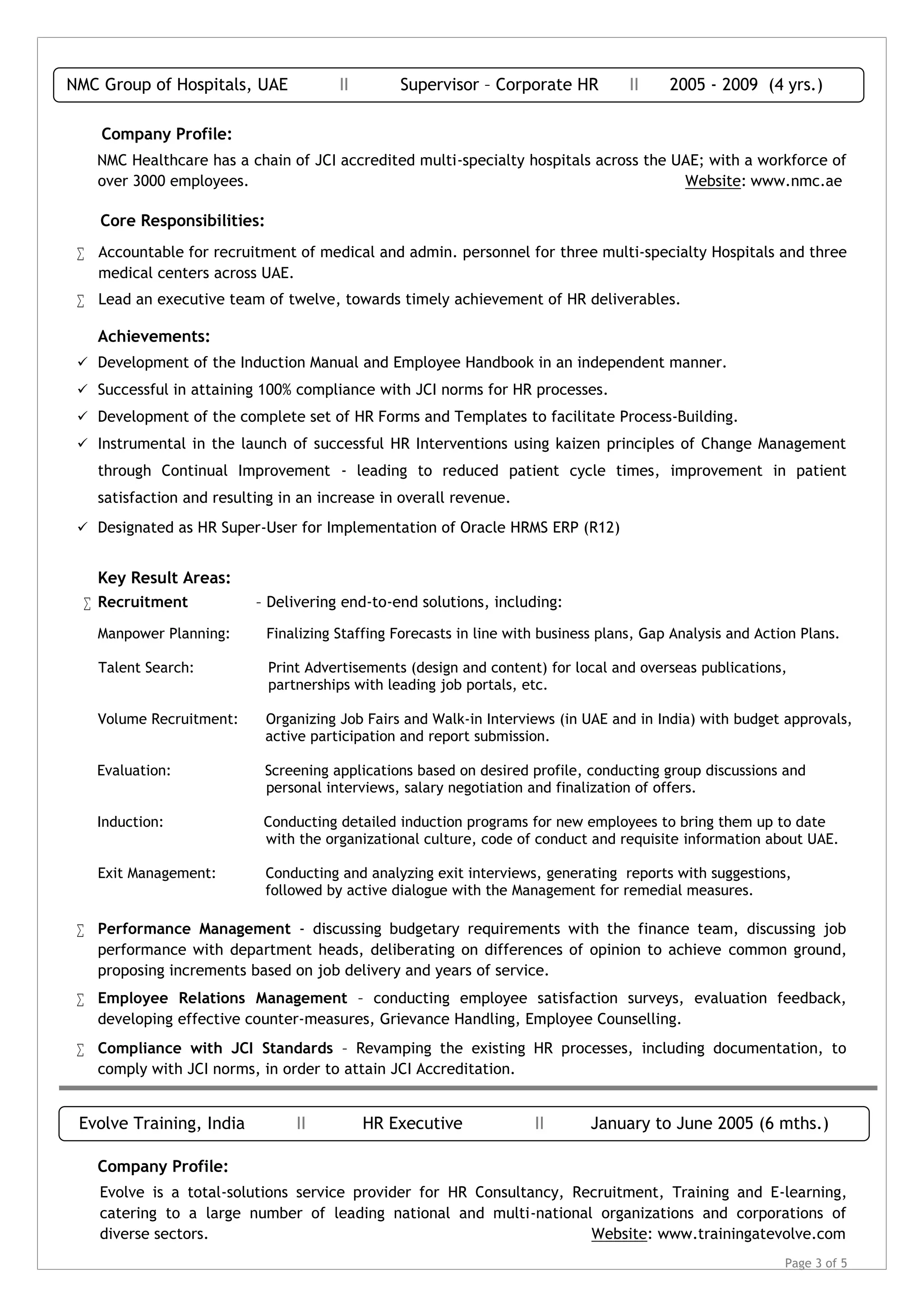 Ranjit cv healthcare hr | DOC