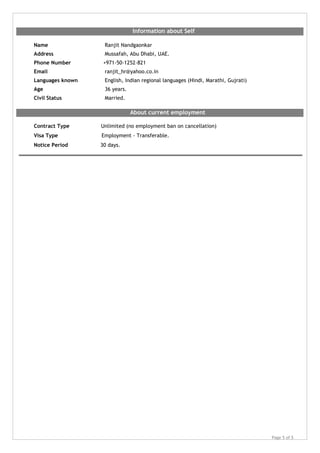 Ranjit cv healthcare hr | DOC