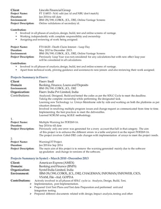 Ranjit gupta(mainframe 6.1 years) | DOCX | Databases | Computer ...