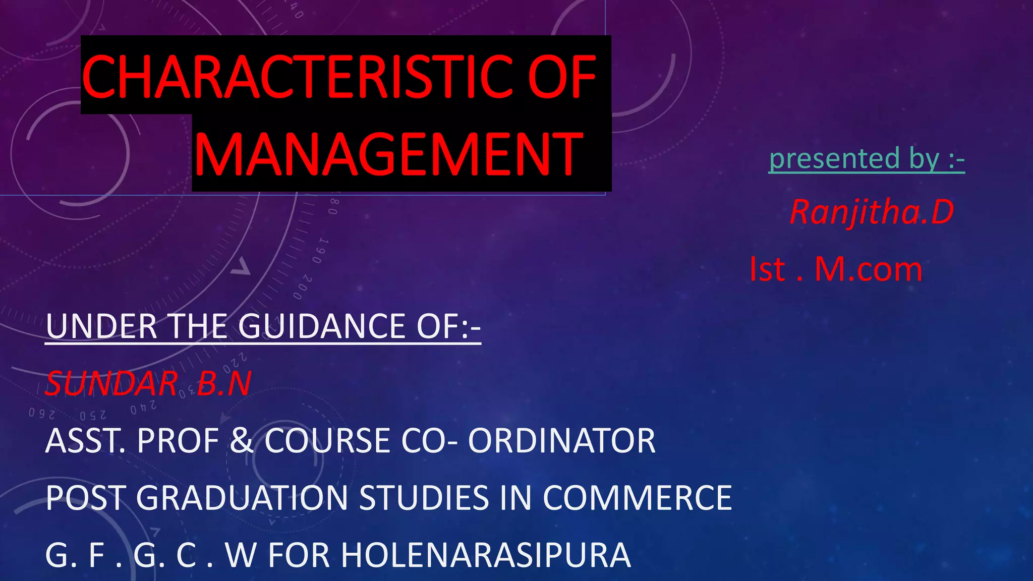 Characteristics of Management | PPTX