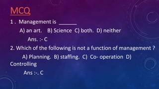 Characteristics of Management | PPTX