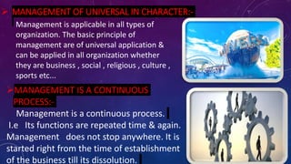 Characteristics of Management | PPTX