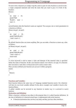 C programming course material | PDF