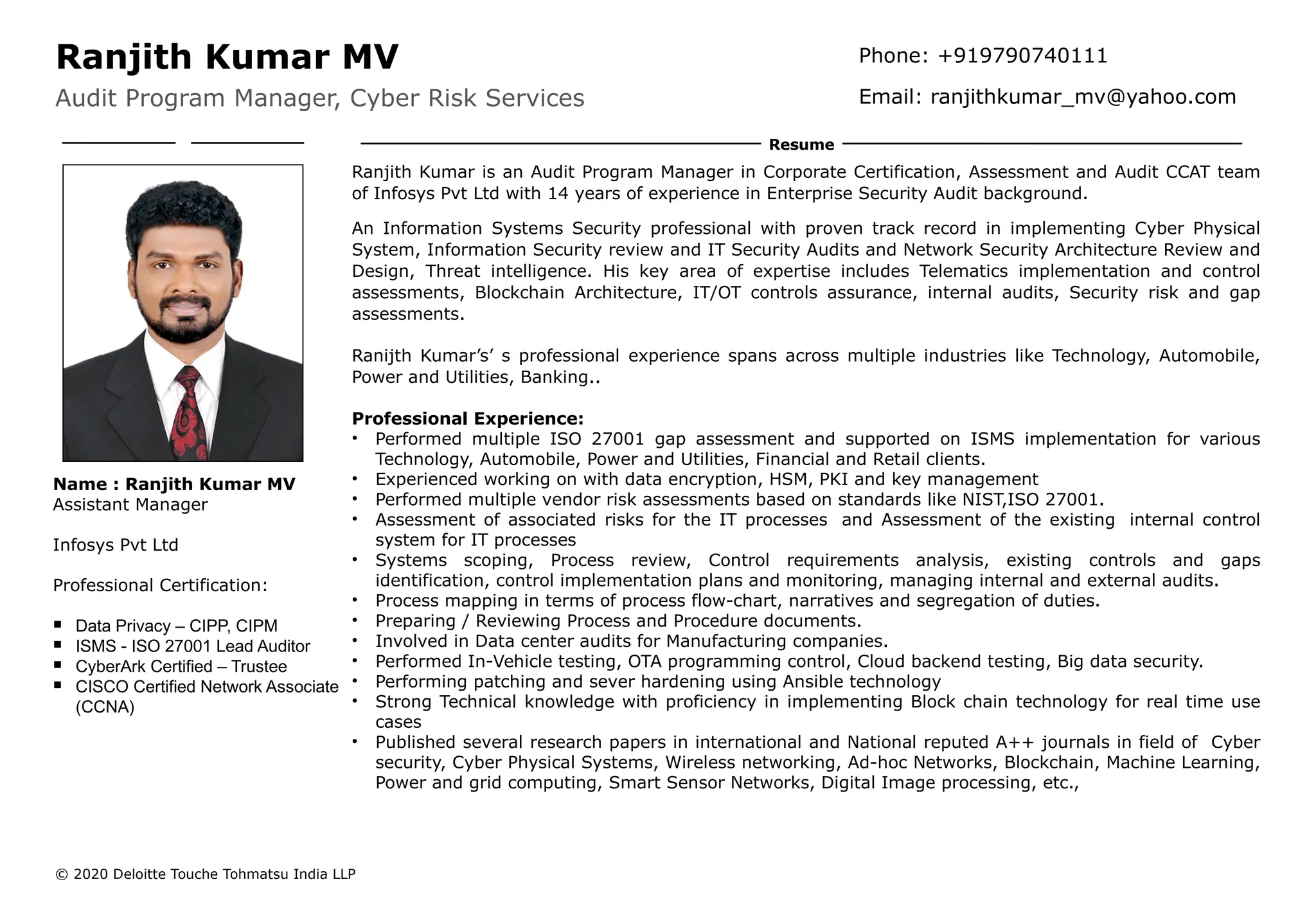 Ranjith Kumar Shell Profile SINGLE SLIDER.pptx