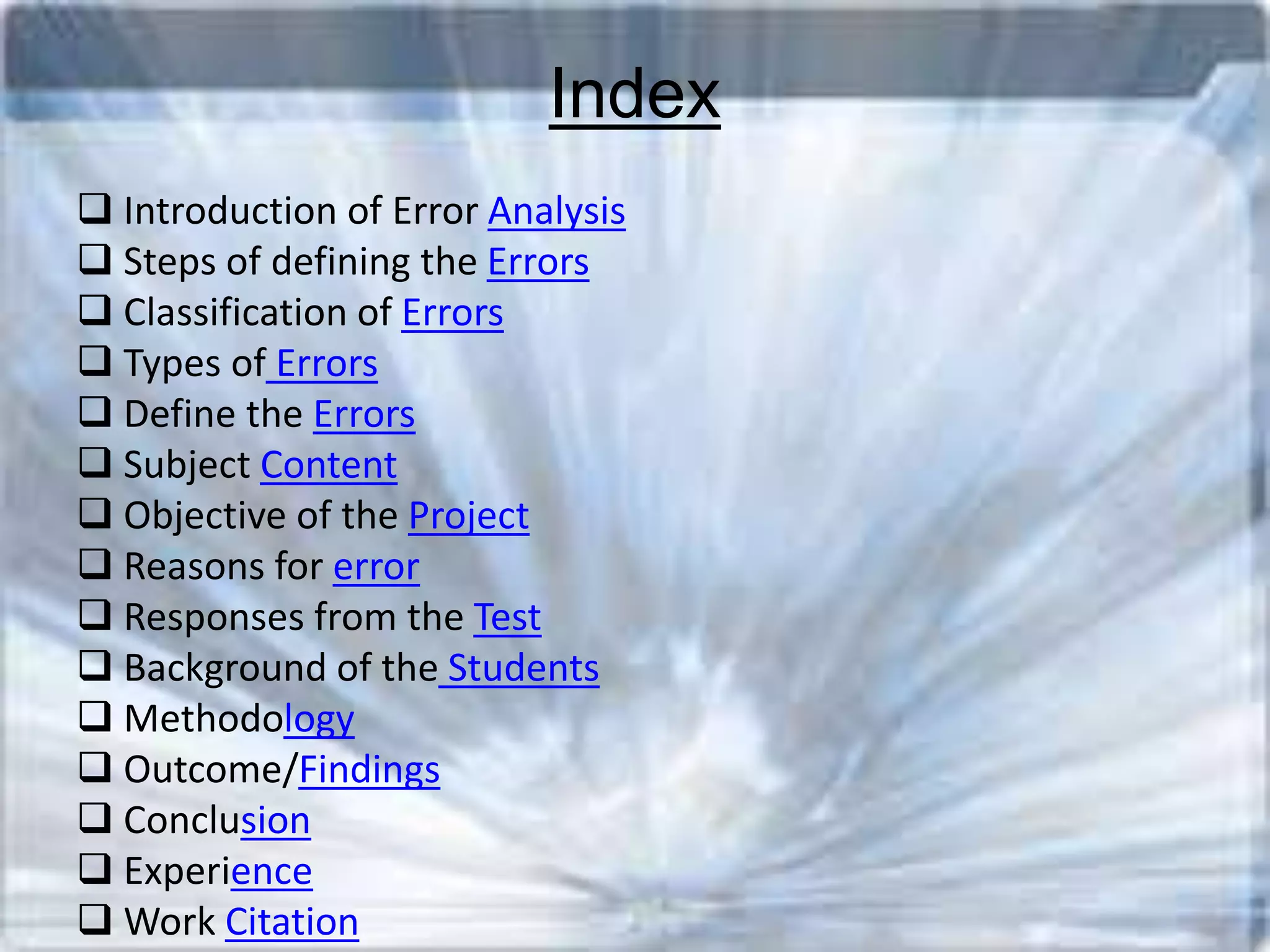SURVEY OF ERROR ANALYSIS | PPT