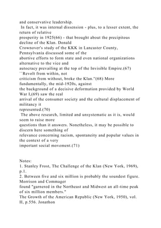 Rank-and-File Radicalism within the Ku Klux Klan of the 1920s .docx