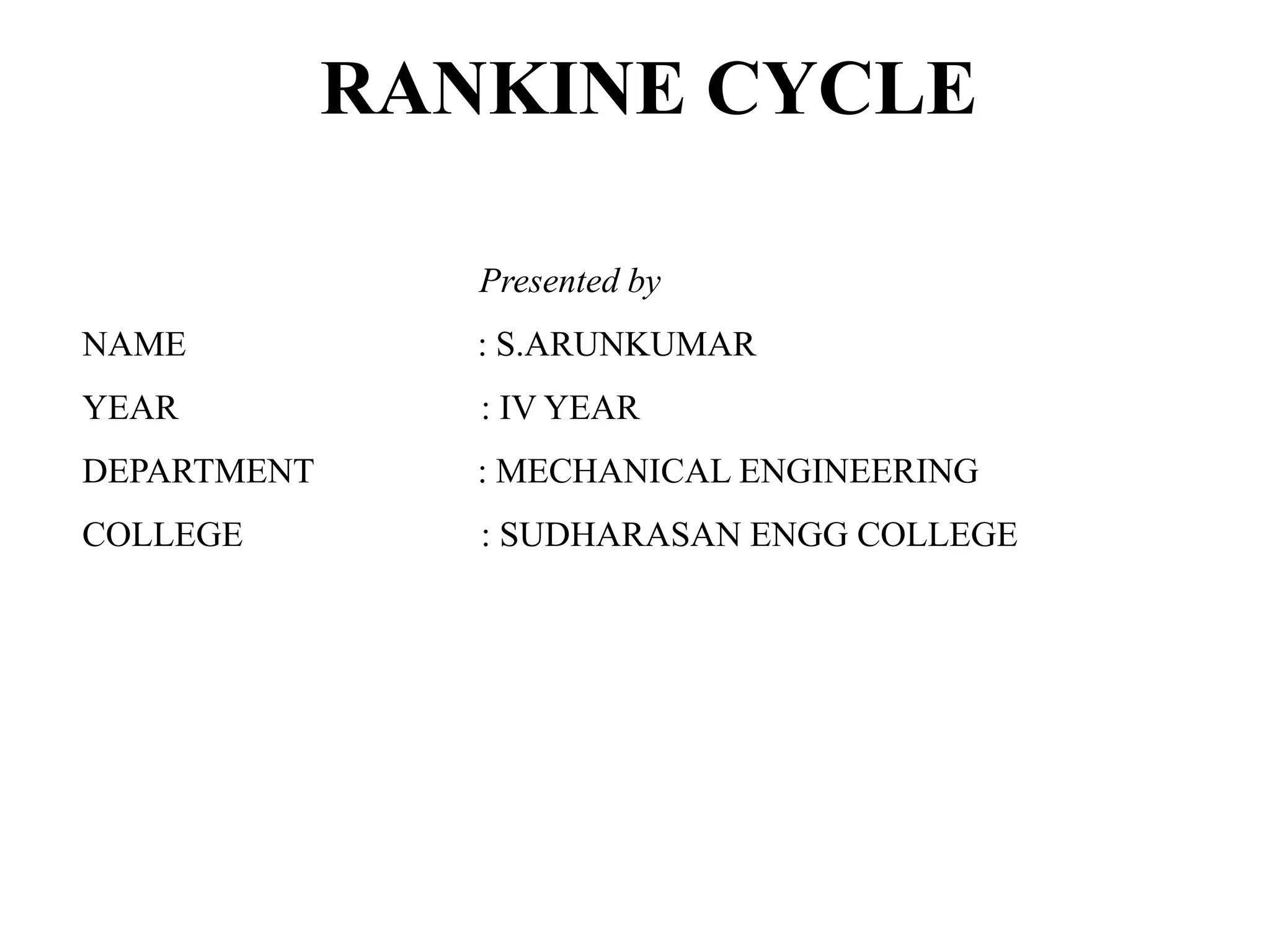 Rankine cycle | PPTX