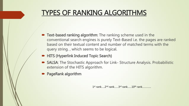 Ranking algorithms | PPTX
