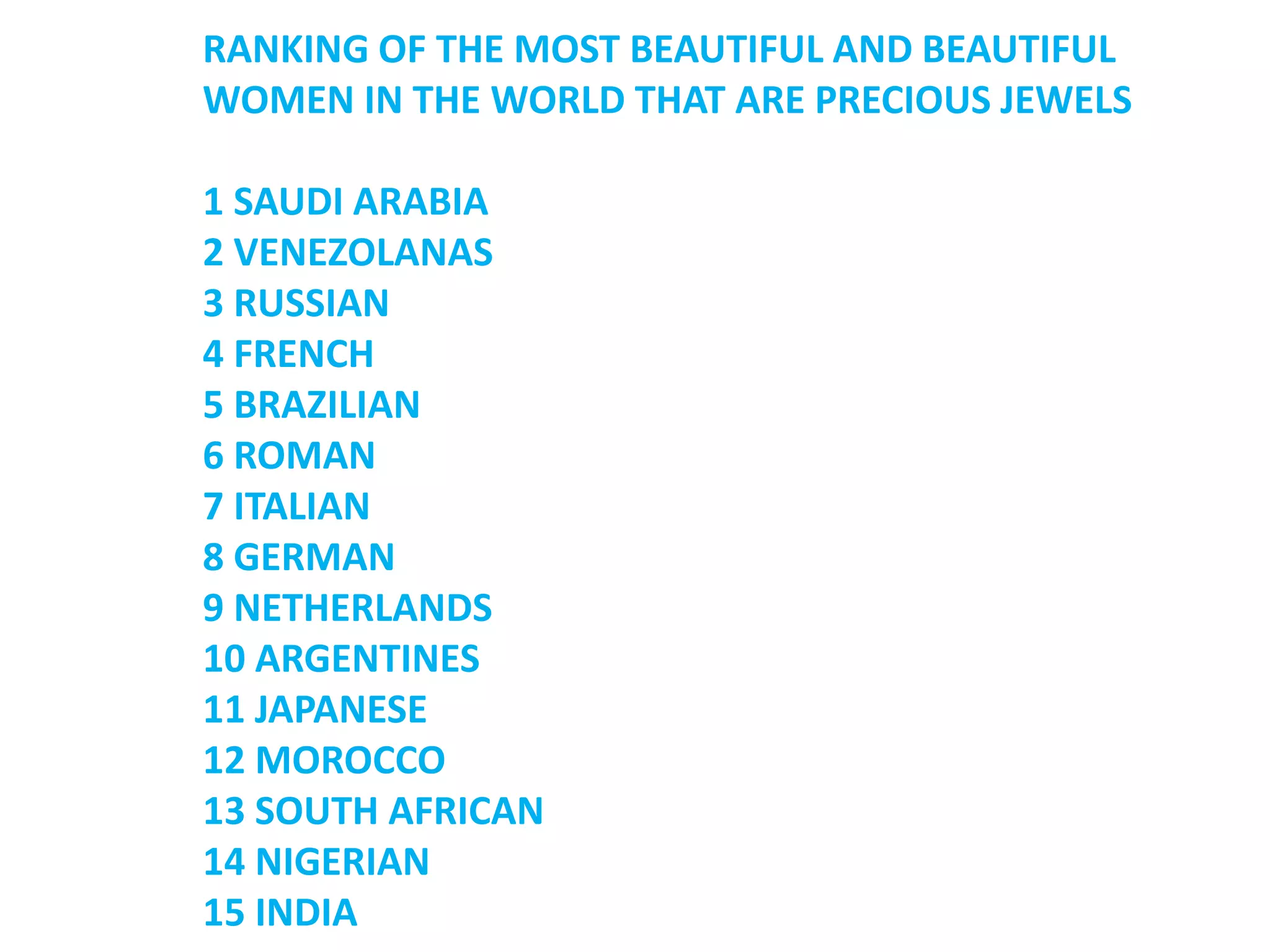 Ranking de las mujeres mas hermosas del mundo 2 | PPTX