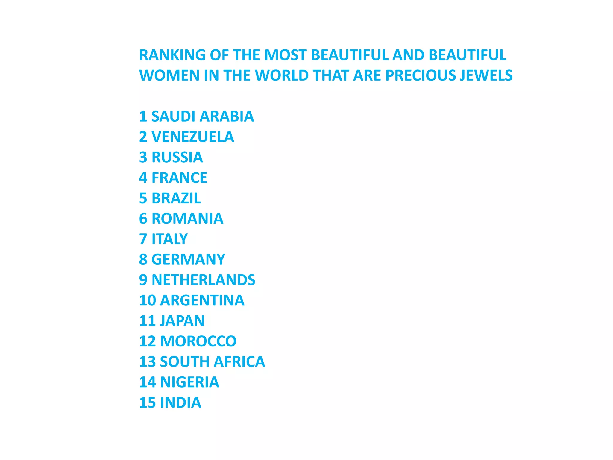 Ranking de las mujeres mas hermosas del mundo 2 | PPTX