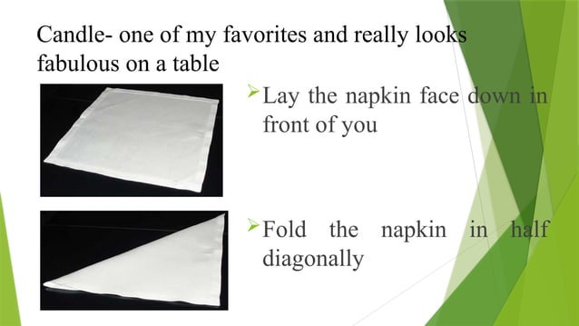 Food & Beverage Napkin Folding and Sizes | PPTX