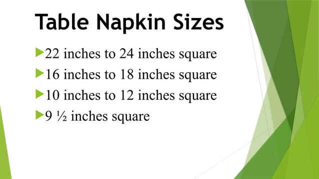 Food & Beverage Napkin Folding and Sizes | PPTX