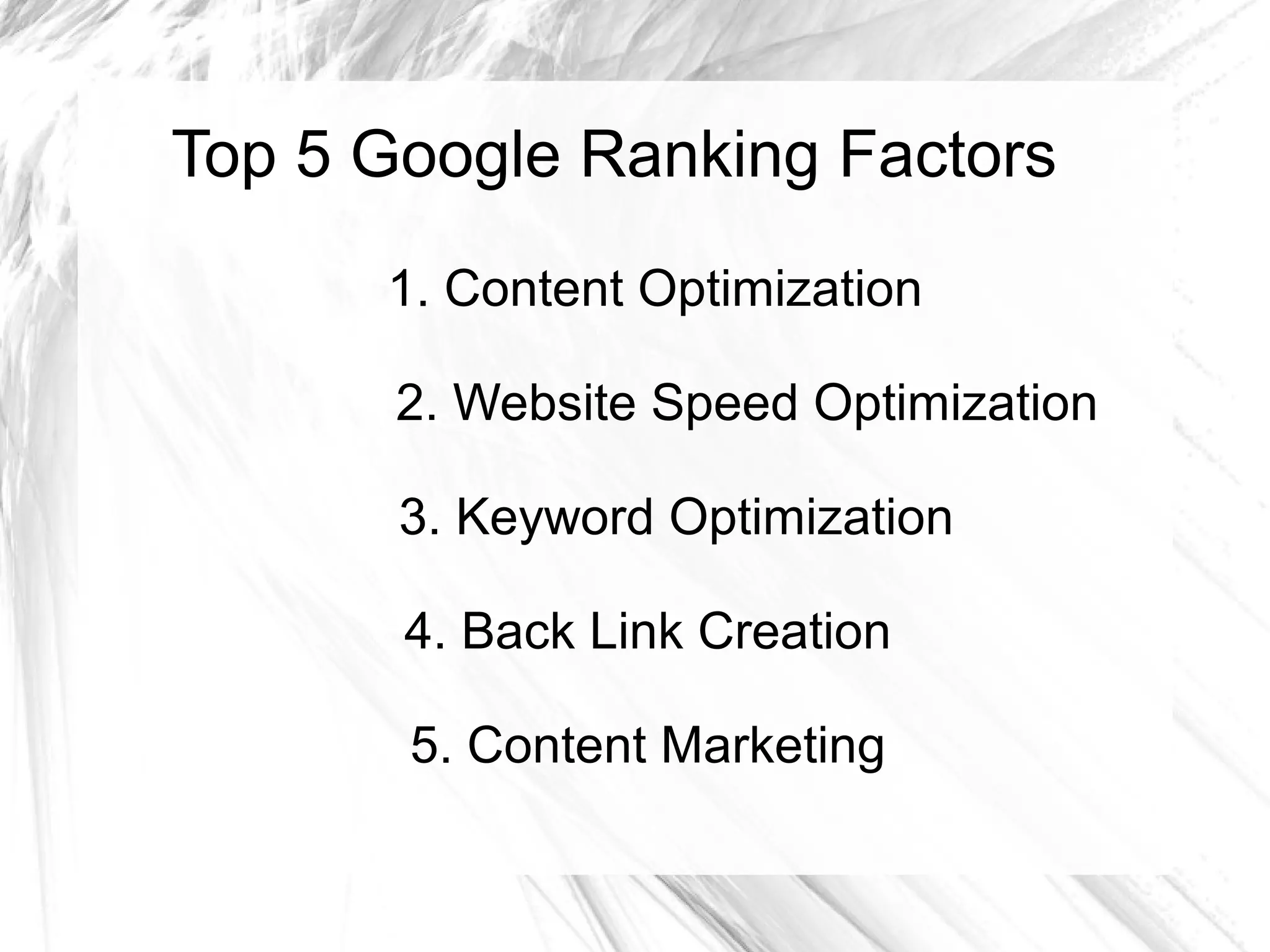 5 Google Ranking Factors | PPT
