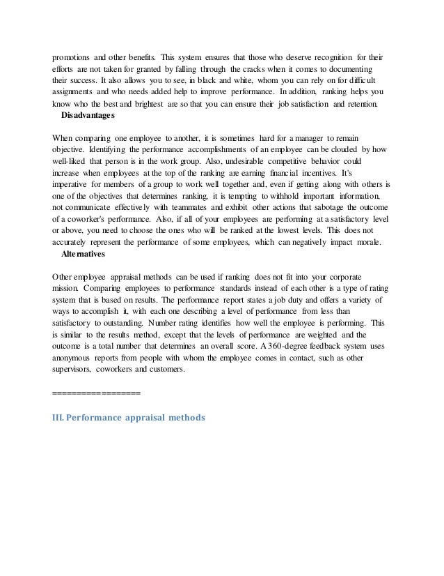 Ranking method of performance appraisal