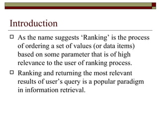 probabilistic ranking | PPT | Search | Internet