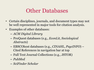 Journal Impact Factors and Citation Analysis | PPTX | Search | Internet