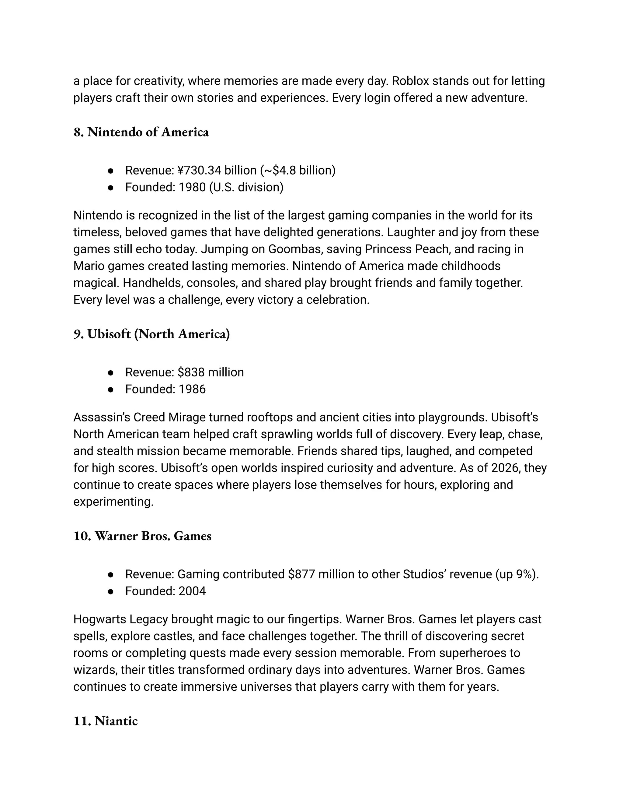 Ranking the 60 Largest Gaming Companies of 2026_ A Look at the Engines ...