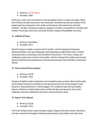 Ranking the 60 Largest Gaming Companies of 2026_ A Look at the Engines ...