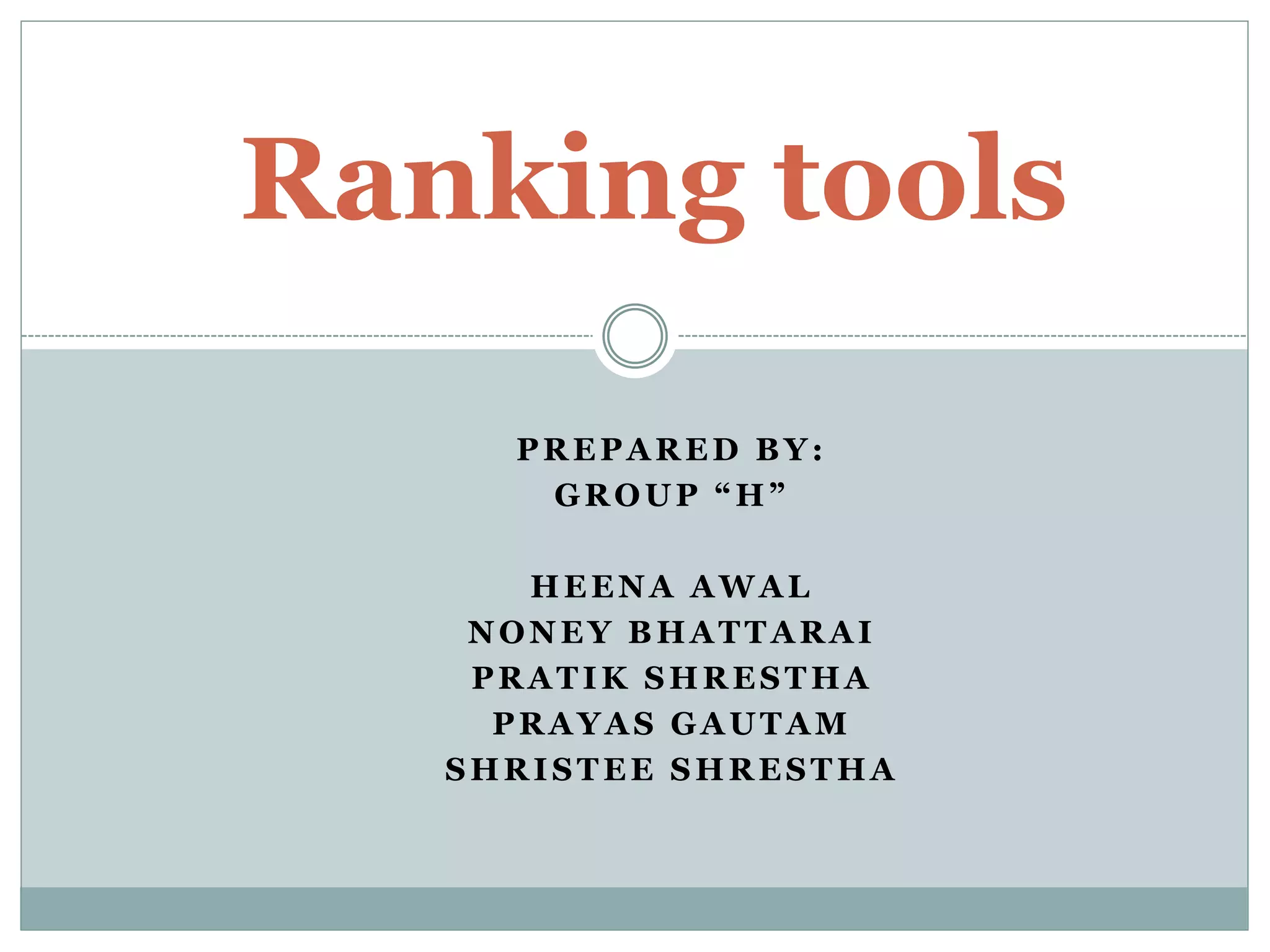Ranking tools in public health | PPTX