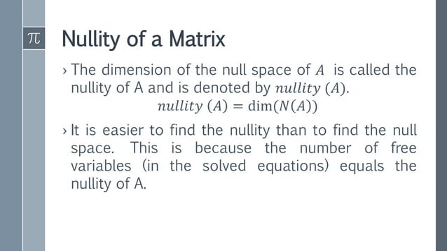Rank, Nullity, and Fundamental Matrix Spaces.pptx | Computing | Technology & Computing
