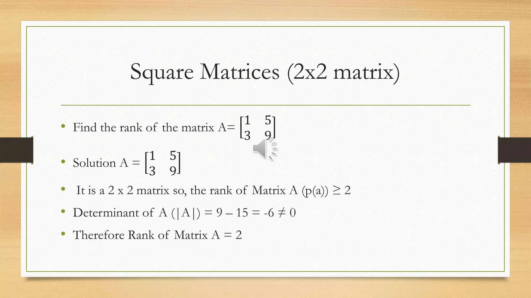Rank of a matrix | PPTX
