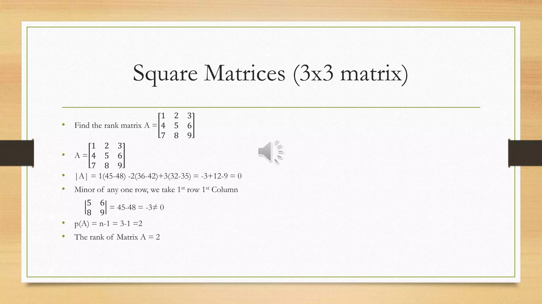 Rank of a matrix | PPTX