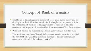 Rank of a matrix | PPTX