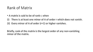 Rank of a Matrix.pptx it is ppt o rank amtrix | PPTX