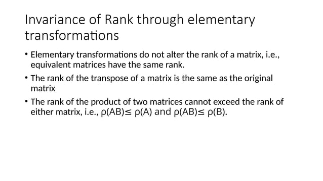 Rank of a Matrix.pptx it is ppt o rank amtrix | PPTX