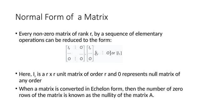 Rank of a Matrix.pptx it is ppt o rank amtrix | PPTX
