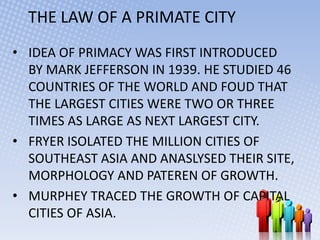 Rank size rule and primate city concept | PPTX