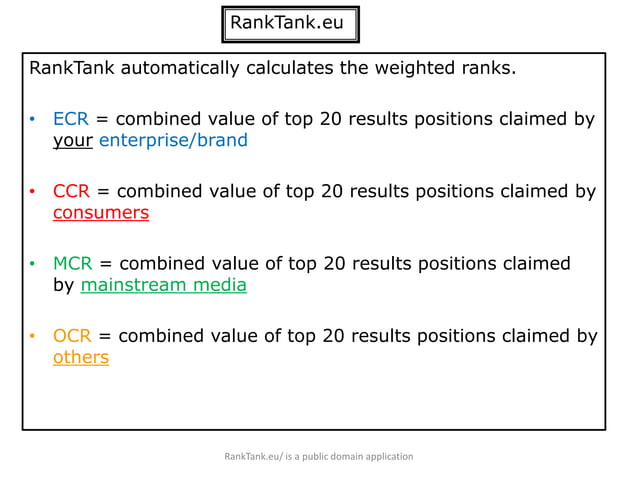 RankTank tutorial (ranktank.eu/) | PPT