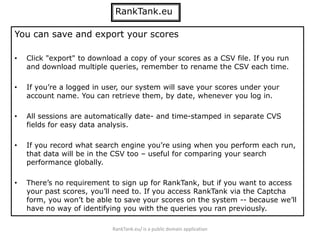 RankTank tutorial (ranktank.eu/) | PPT