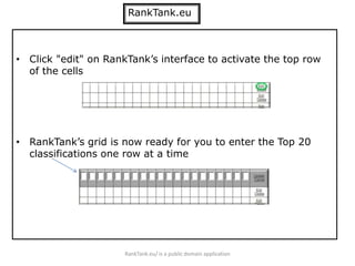 RankTank tutorial (ranktank.eu/) | PPT