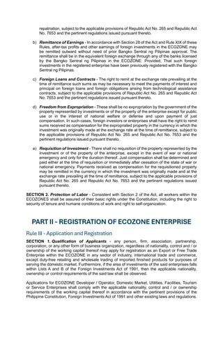 RA No. 7916 "The Special Economic Zones Act of 1995"- Implementing ...