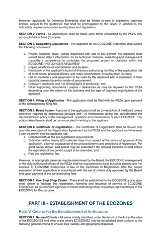 RA No. 7916 "The Special Economic Zones Act of 1995"- Implementing ...