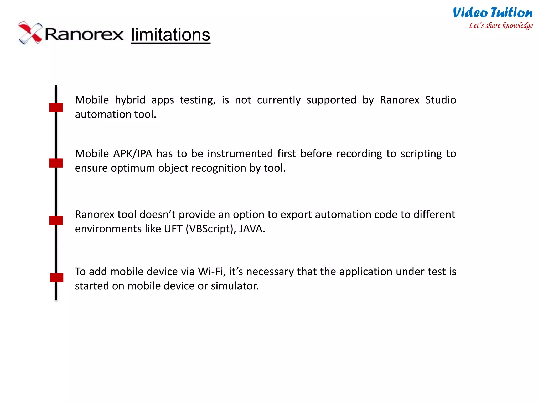 Ranorex Studio - Introduction, Features & Limitations - Mobile Test ...